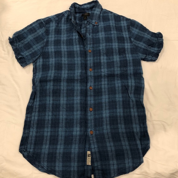 J. Crew | Shirts | J Crew Blue Plaid Shore Sleeve Button Down | Poshmark